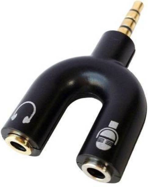 Tow Pin Headphone Earphone Connect to Mobile Y Audio Splitter Mic And ...