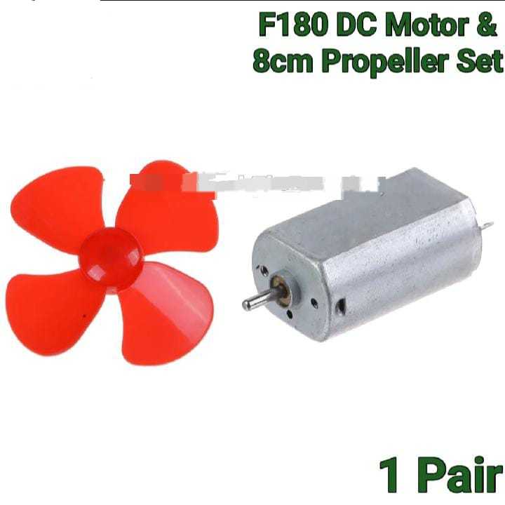 1 Pair FF-180 DC Motors (3V–5V) with 8cm Plastic Fan Propellers for DIY ...