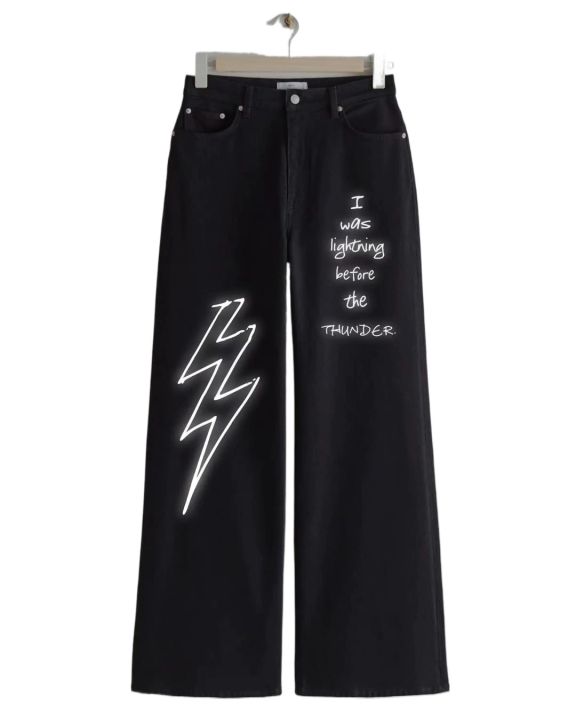 Black Reflector Printed Wide Leg Jeans for Girls and Women| Stylish ...