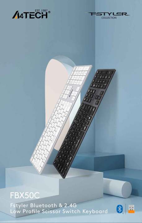 A4Tech Rechargable Bluetooth & Wireless Keyboard ( FBX50C ) | Daraz.pk