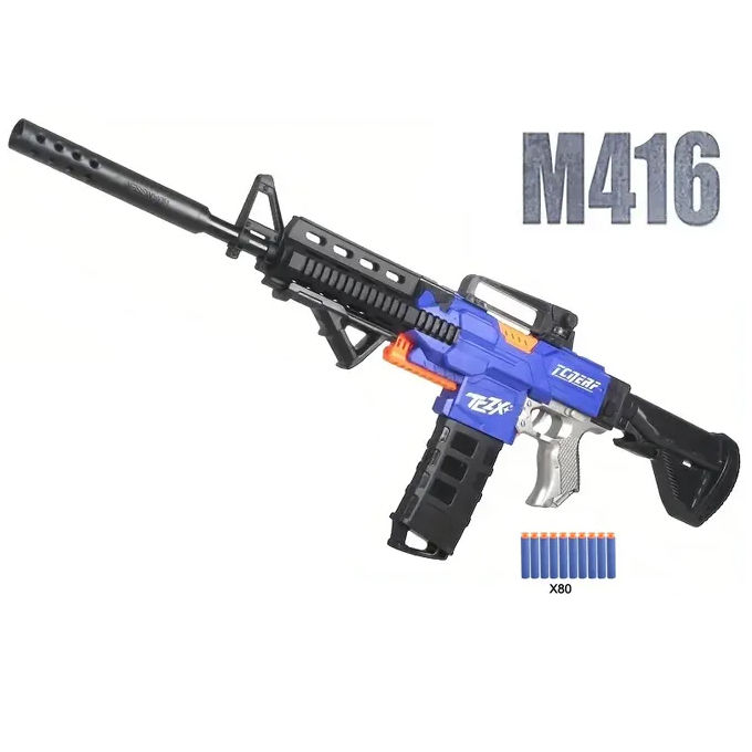 M416 Nerf Soft Darts Rechargeable Electric ToyGun 96 cm - Blue | Daraz.pk
