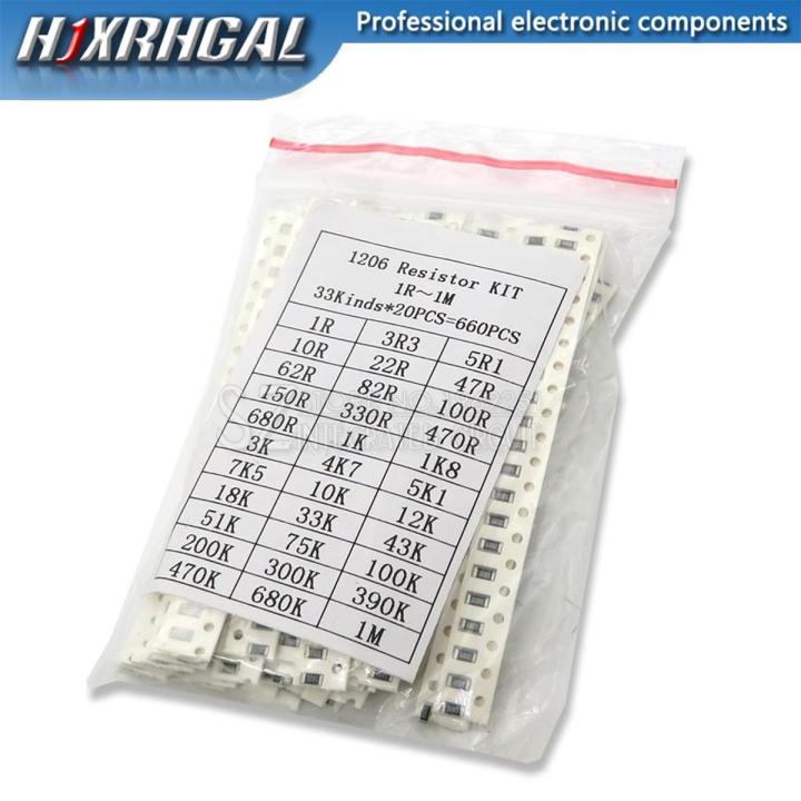 1206 SMD Resistor Kit Assorted Kit igmopnrq 1ohm-1M ohm 1% 33valuesX ...