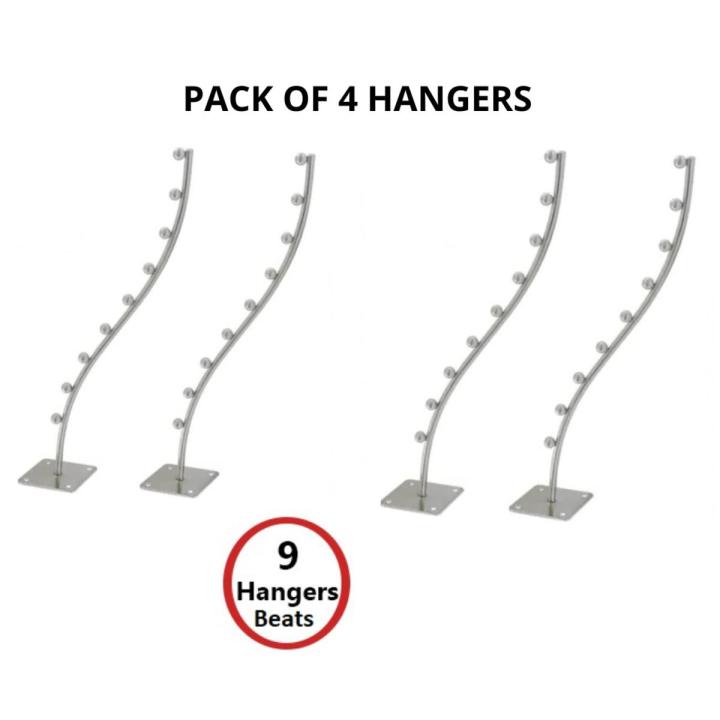 Pack of 4 Metal Strong High Quality Wall Mount Cloth Hanger Stand for ...