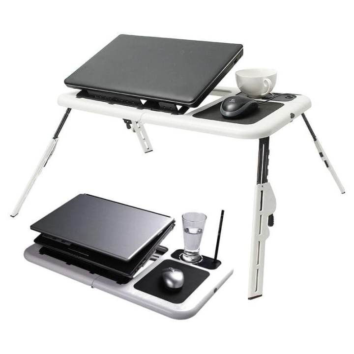 Multi-Function Folding Laptop Desk Table Laptop Stand Holder With 2 USB Cooling Fans Mouse Pad ...