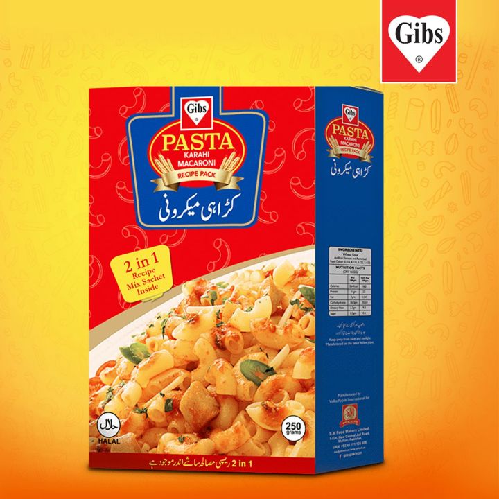 Gibs Elbow Macaroni Karahi Flavour Pasta 250G - Karahi Macaroni - Pasta ...