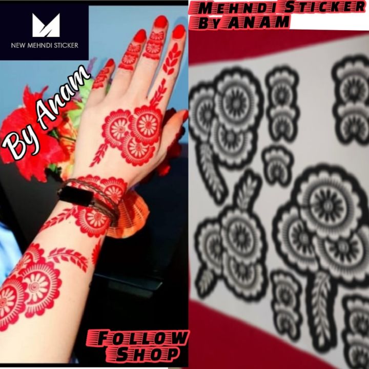 Mehandi sticker, Henna sticker, Reusable Henna stencils, Mehndi designs ...