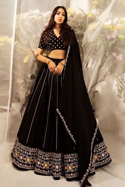 customized Lehenga choli Dupatta black Ready to wear Custom Indian ...