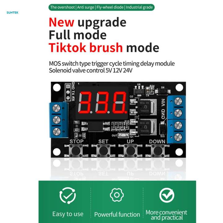 DC Timer Module, Turn on/Off Relay Module, Cycle Delay Timer Switch, with LED Display for Micro ...