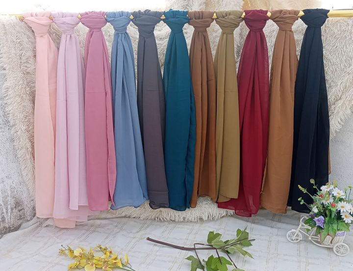 Orhni Plain Chiffon Multi Color Hijab/Stoller/Scarf, Super Breathable ...