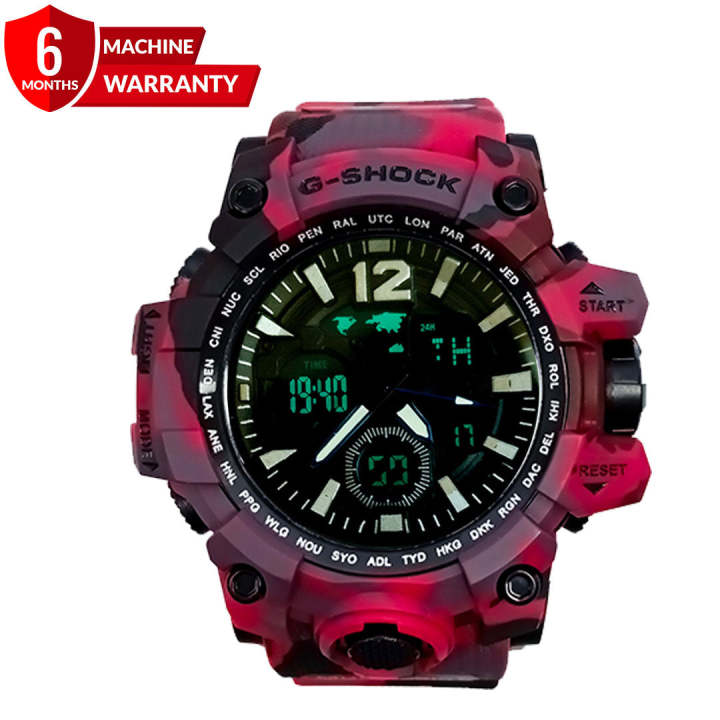 G-Shock Camouflage Dual Time Sports Watch Red | Daraz.pk