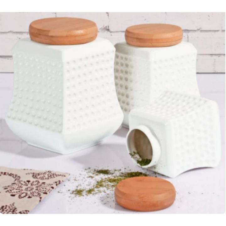 3pc Airtight Spice Jar Storage Container with Bamboo Lid | Daraz.pk