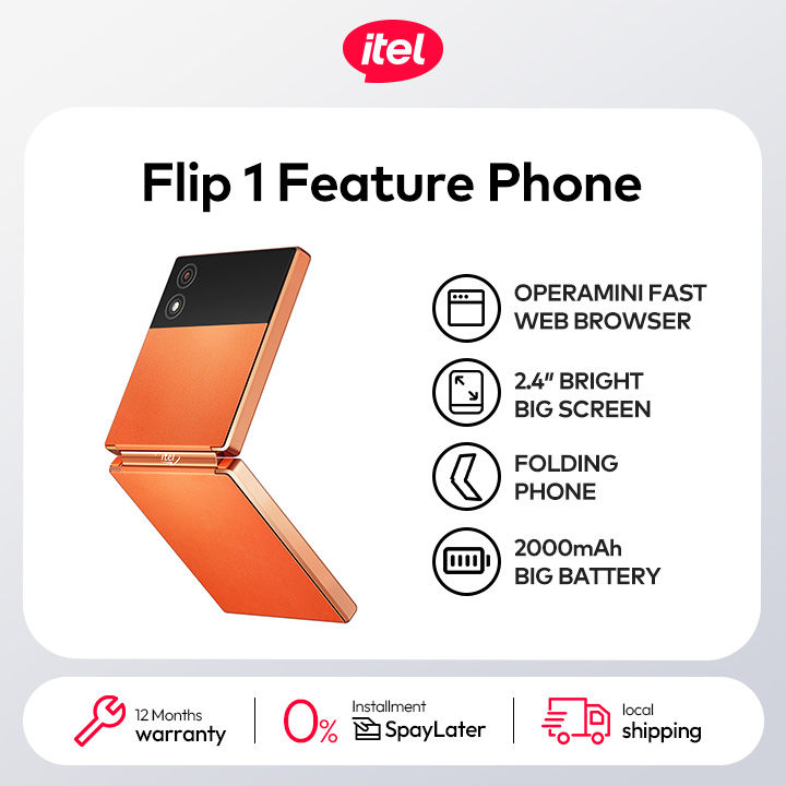 itel Flip 1 Feature Phone | 2.4″ Bright Big Screen | 2,000mAh Big ...