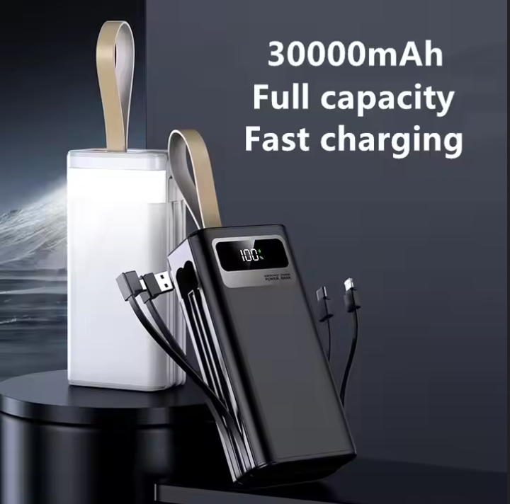 66W Super Fast Charge Power Bank 20000mAh with biult in Cables Portable ...