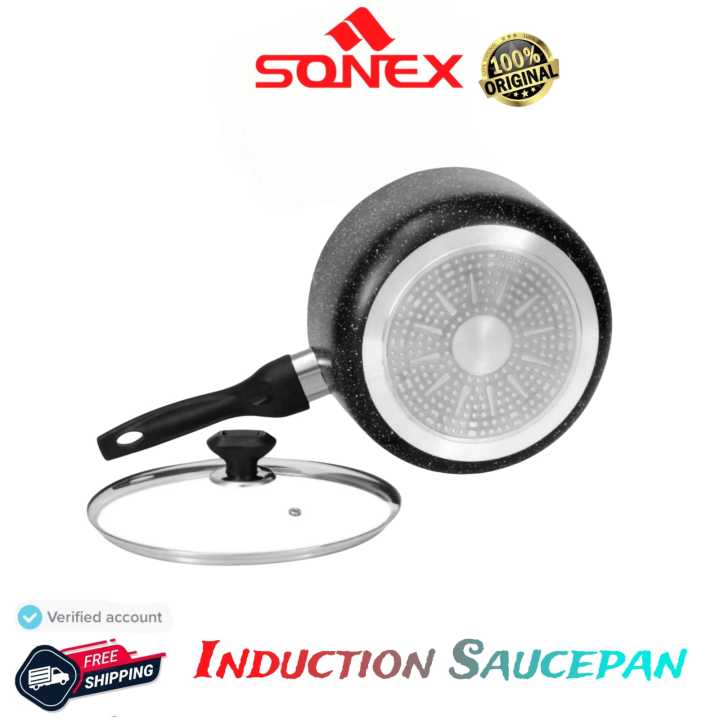 Original Sonex induction Royal Sauce Pan Non stick /Tea Pot- Glass LID ...