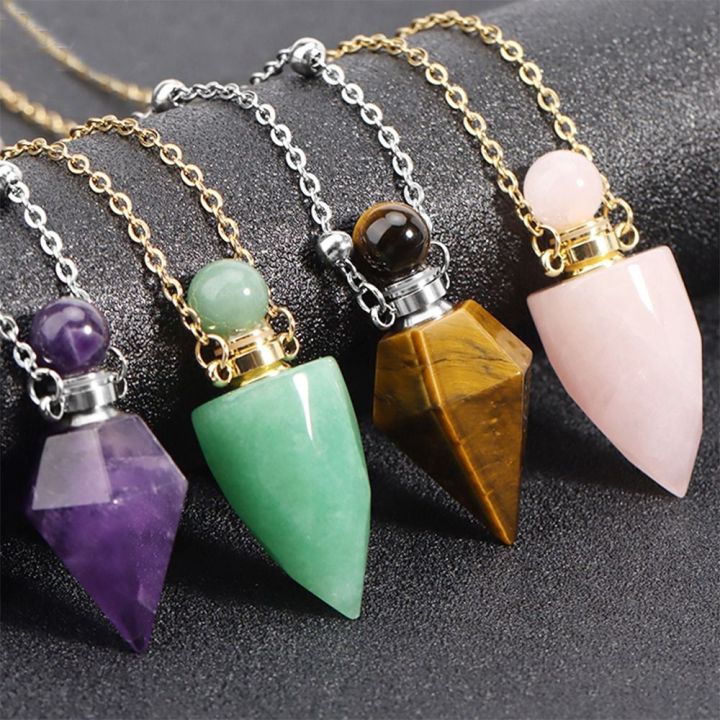 New Cone Shape Faceted Pendant Perfume Bottle Necklace Jewelry ...
