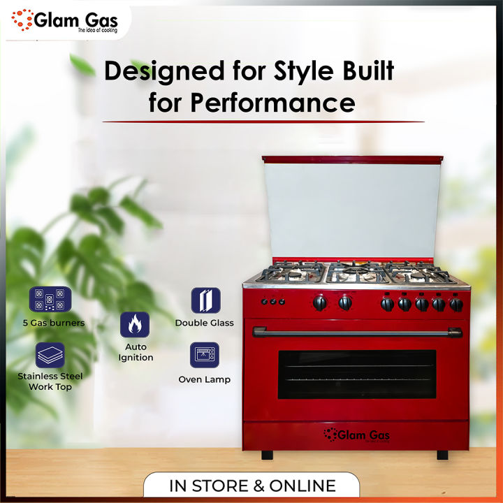 Glam Gas Cooking Range Chef 34 Red | Daraz.pk