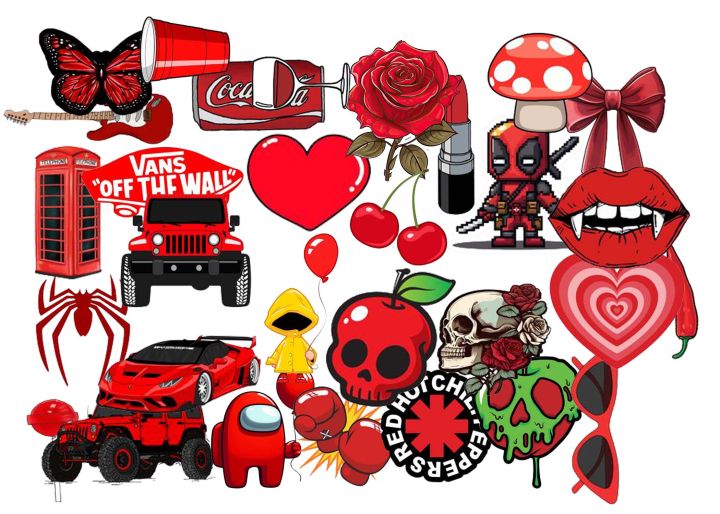 Red Sticker Cool Doodle sticker Cute Kawaii Sticker for Laptop & Mobil ...