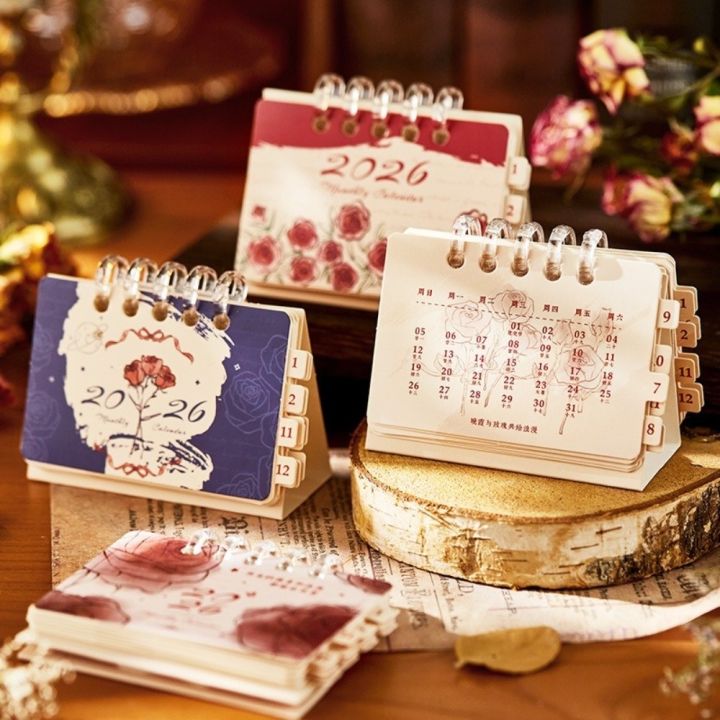 New Mini 2026 Rose Desk Calendar Portable Schedule Mark Schedule ...