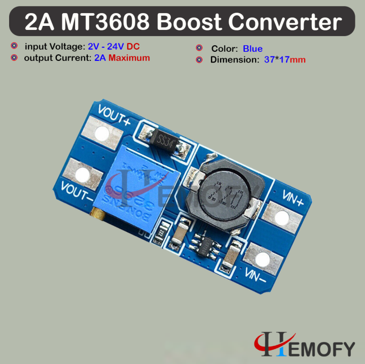 MT3608 DC-DC Boost Converter Module 2A Step-Up Power Supply 28V Max ...