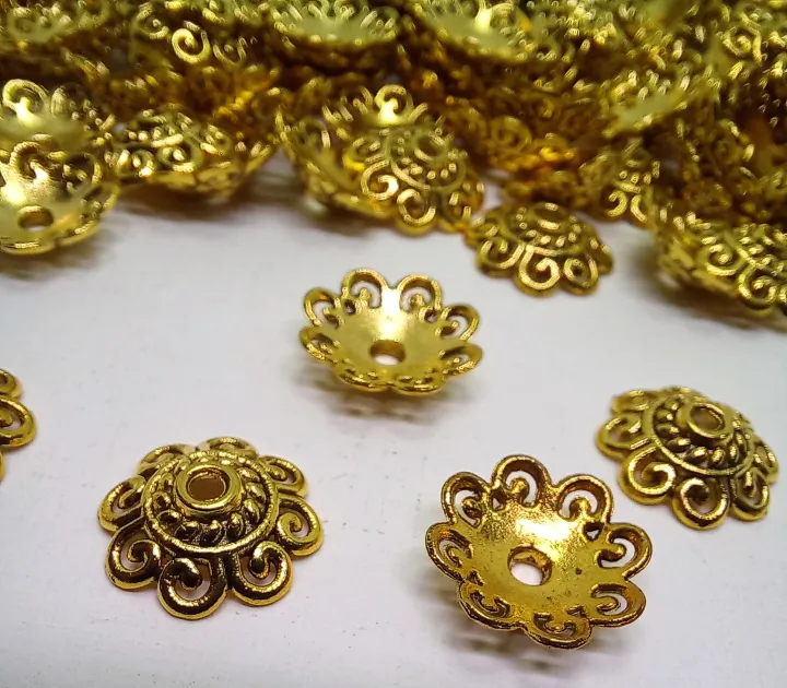 Pack of 4pcs, Metal Fancy Bead Caps / End Caps, about 10mm, DIY Art ...