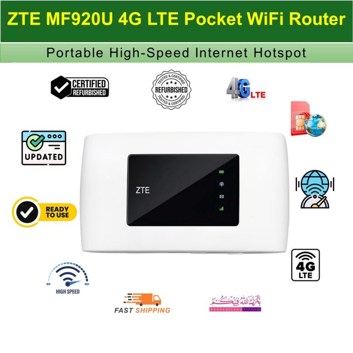 ZTE MF920U 4G LTE Pocket WiFi Router – Portable High-Speed Internet ...