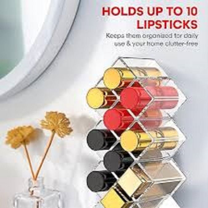 Lipstick Organizer, 10 Grid Transparent Acrylic Lipstick Storage Rack ...