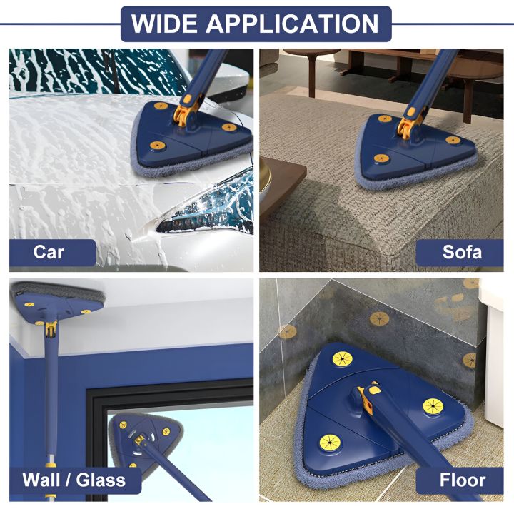 AM Triangle Mop 360 Rotatable Adjustable Cleaning Mop Twist Squeeze ...