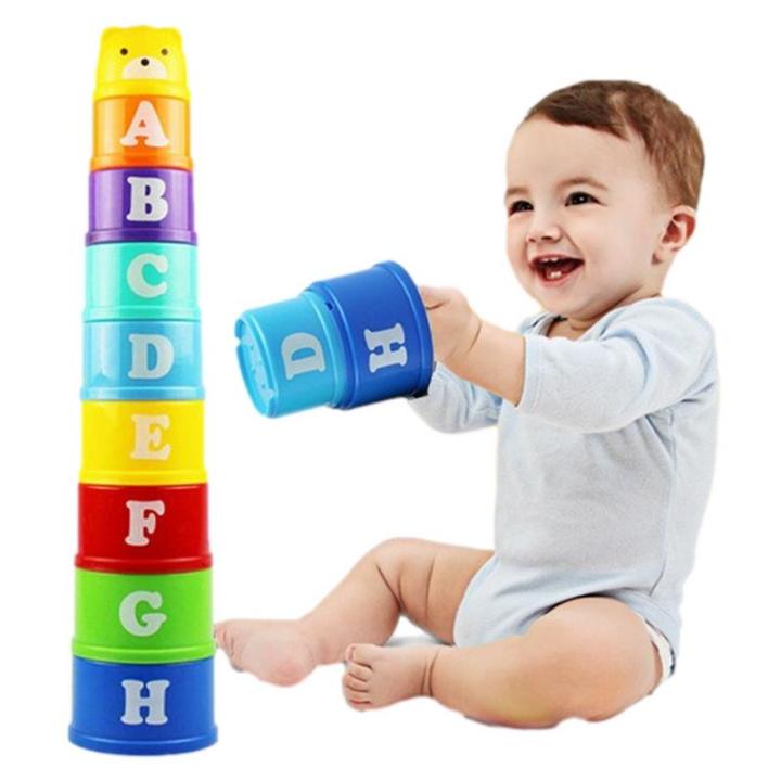 Nesting Cups 9pcs Colorful Stackable Blocks Shape Sorter Blocks Kids ...