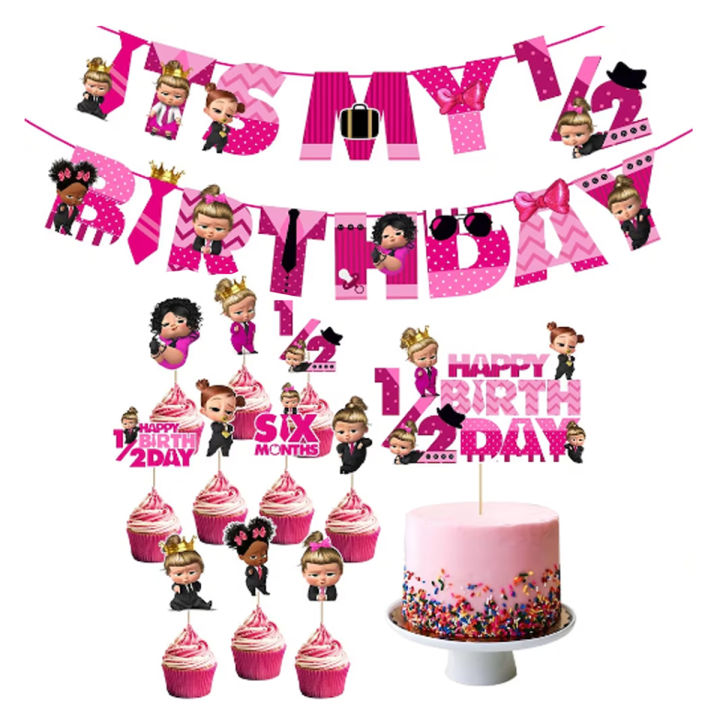 Baby Girl's Boss Half Birthday Theme Party Supplies for Girls Baby Half ...