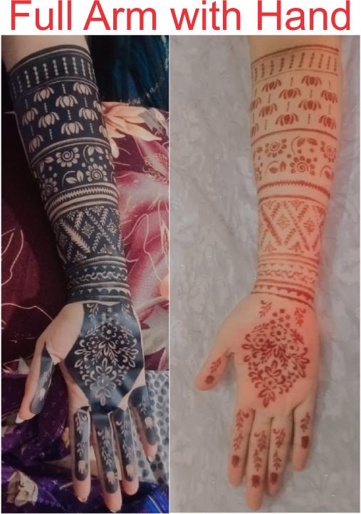 Arabic Full Arm Reusable Mehandi Design Sticker Stencils Henna Tattoo ...