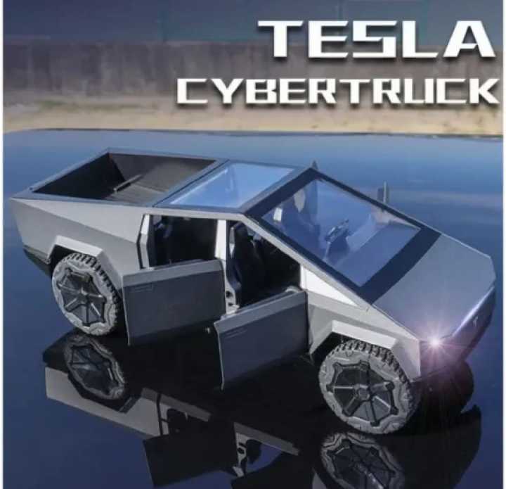 Diecast Tesla Cyber Truck Model Toy with Quartz Metal Mini Bike Scale 1 ...