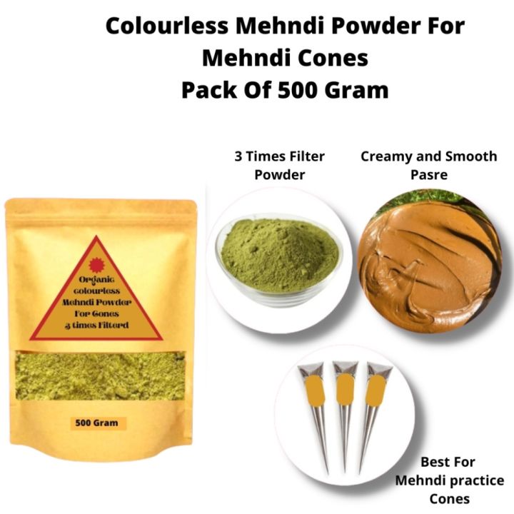 Colorless Organic Mehndi Powder for Mehndi Cones and mehndi practice ...