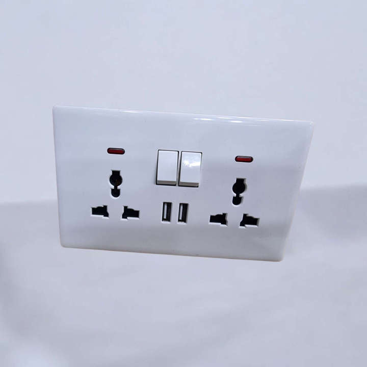USB Wall Socket Universal Wall Socket Panel With 2 USB Port Plug ...