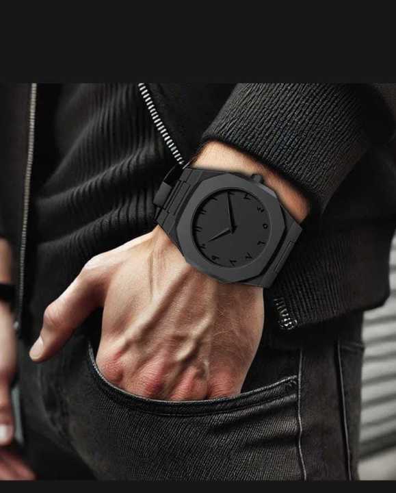 Matte Black Modern Arabic Dial Wristwatch – Stainless Steel Luxury ...