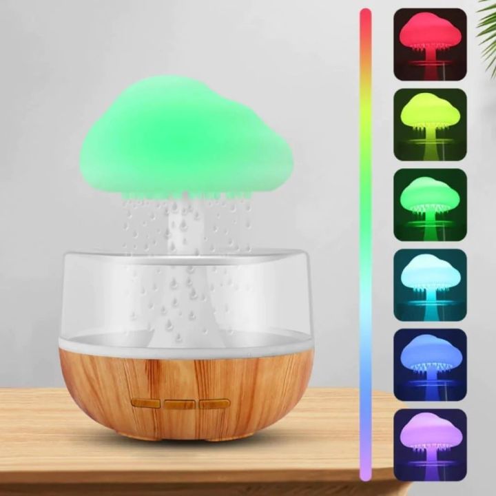 Rain Cloud Air Humidifier Mushroom Waterfall Lamp Water Drip Cloud ...