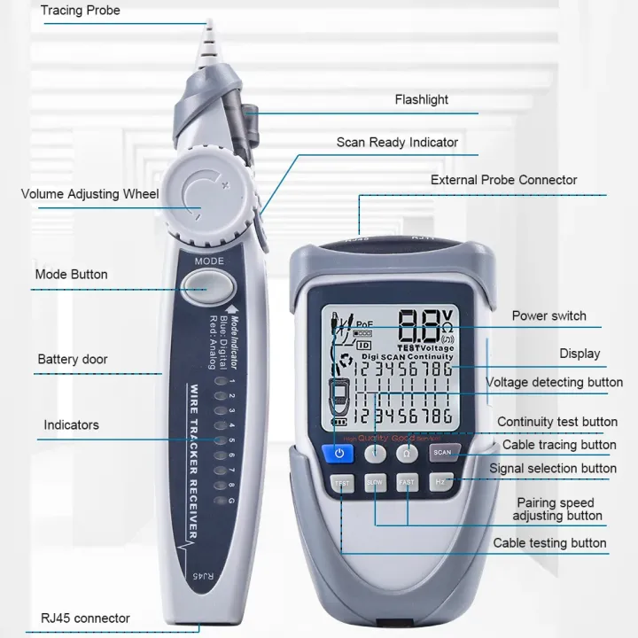 Network ET612 Cable Tester Wire Tracker Continuity Battery Voltage ...