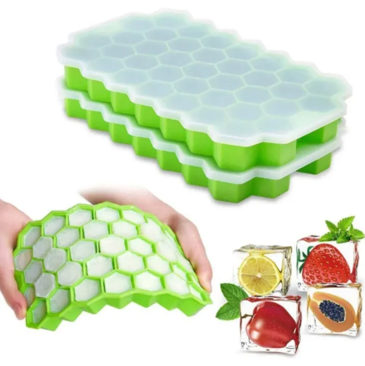 1 Ice Tray Easy Push Pop Out Square Silicon Ice Cubes Tray Honeycomb ...
