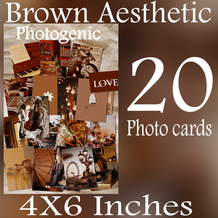 Brown Theme Aesthetic Wall Collage kits Photo Cards For Room Decoration ...