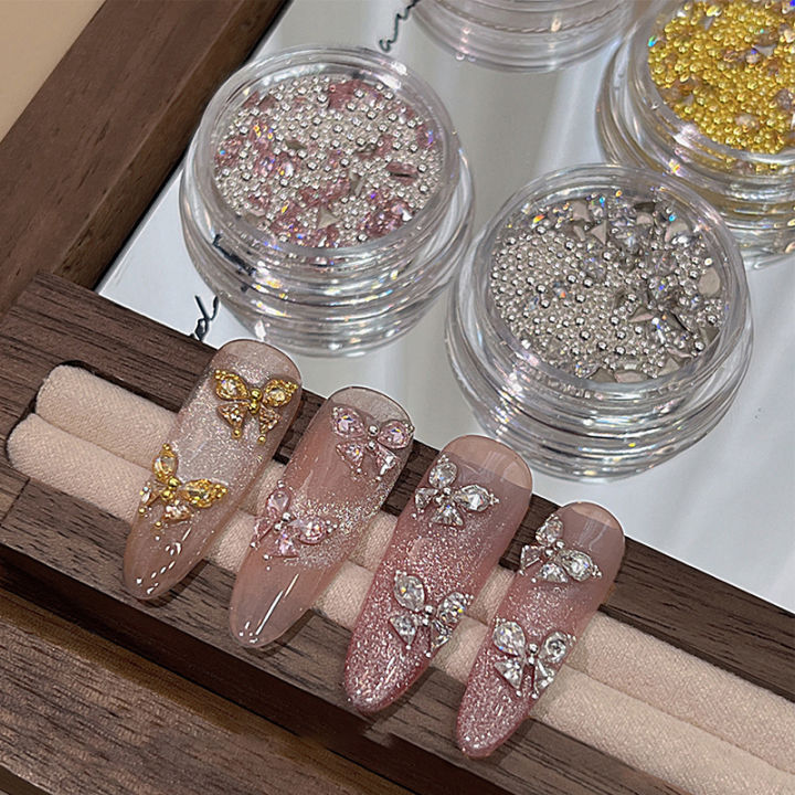 1Box Nail Heart Love Splicing Diamonds Zircon Rhinestone Jewelry Charms ...