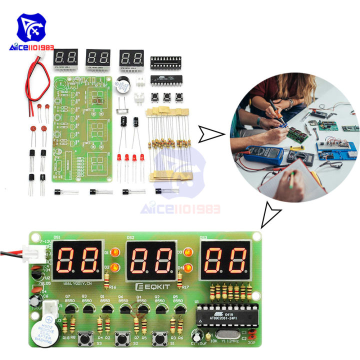 diymore Digital Clock DIY Kit 6Bits C51 AT89C2051 Chip Electronic Alarm ...
