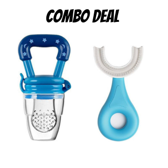 Pack of 2 Fruit Pacifier and U Shape Silicon Toothbrush for kids Infant ...