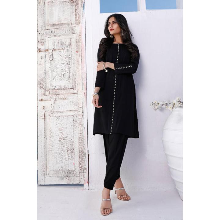 Nuqsh Black with Gota Outfit (2 Piece) For Women|shalwar kameez for girls | Daraz.pk