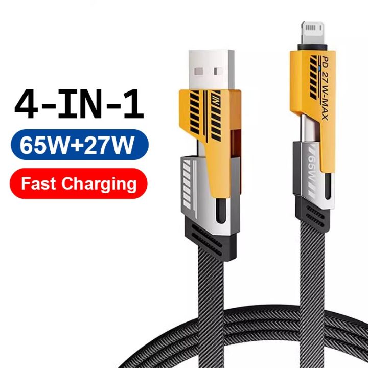 4 in 1 PD Type C to C USB IOS Fast Charging Data Cable Nylon Braided ...