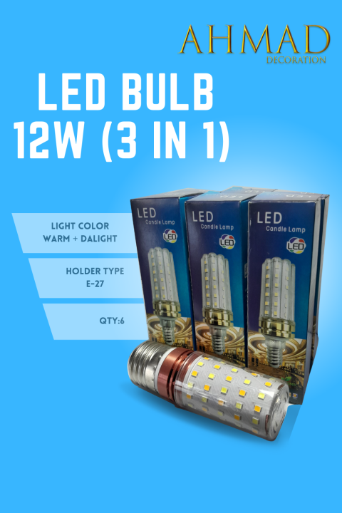Led Light Bulb Tower 12w (3 in 1 ) white + warm | Daraz.pk