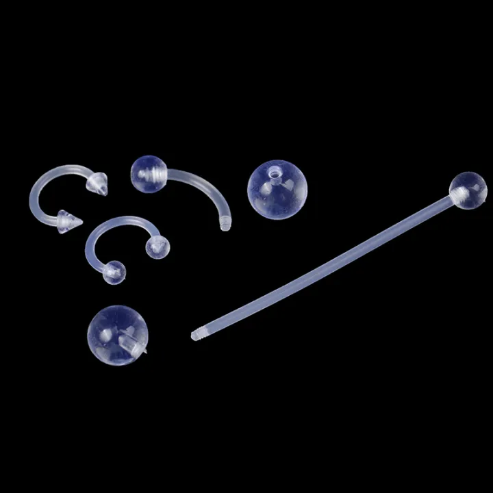 15Pcs Clear Belly Ring Earring Lip Ring Tongue Barbell Nipple Bar Body ...