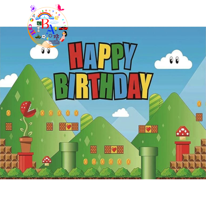 Mario Fancy Backdrop Mario Theme Fancy Panaflex Mario Birthday Party ...