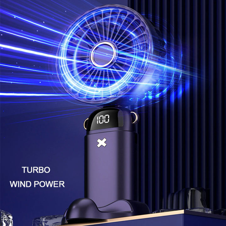 3000/6000MAH Phone Holder Fan USB Rechargeable Hand Folding Fan Better ...