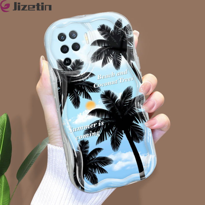 Jizetin for OPPO F19 Pro A94 Back Cover Seaside Cream Wavy Edge Soft ...