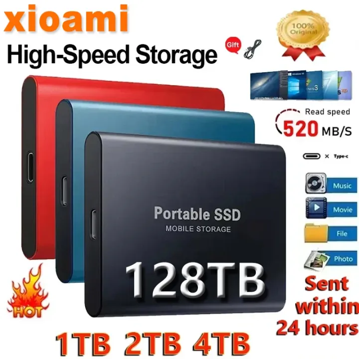 For Xiaomi Portable 128TB 64TB 2TB SSD External Moblie Hard Drive High ...