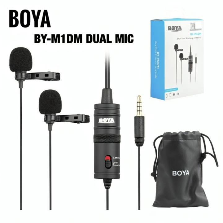 BOYA BY-M1DM Dual Lavalier Microphone – Professional Audio Recording Solution for YouTube ...